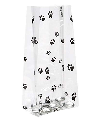 Paw Print Gusset Cello Bag - All-occasion Favor 3.5 Inch X 2 Inch X 7.5 Inch Set of 20