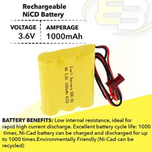 3.6V 1000mAh Emergency/Exit Lighting Battery Fits and Replaces Cooper Industries LPX70RWH, ANIC0553, Jiangmen Battery 026-148, Max Power Electonics 026-148, Navilite NNYXSB ANIC0553 41B020AD13301