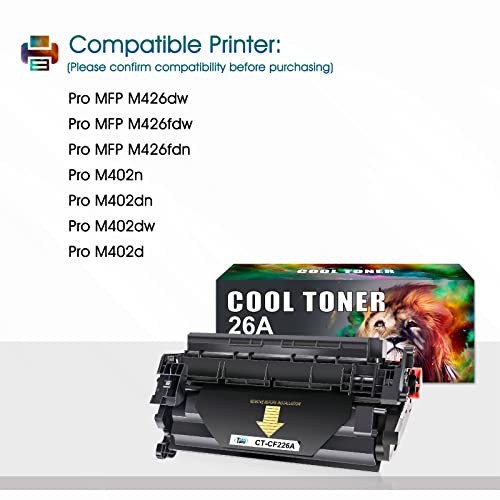 Cool Toner Compatible Toner Cartridge Replacement for HP 26A CF226A 26X CF226X Pro MFP M426fdw M402n M402dn M402dw M426fdn M426dw M402 M402d 402n M426 Printer Toner Ink (Black, 4-Pack)