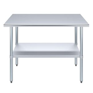 AmGood Stainless Steel Work Table with Undershelf | Kitchen Island Food Prep | Laundry Garage Utility Bench | NSF Certified (48" Long x 24" Deep)