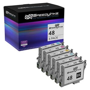 speedy inks remanufactured ink cartridge replacement for epson 48 (1 black, 1 cyan, 1 magenta, 1 yellow, 1 light cyan, 1 light magenta, 6-pack)