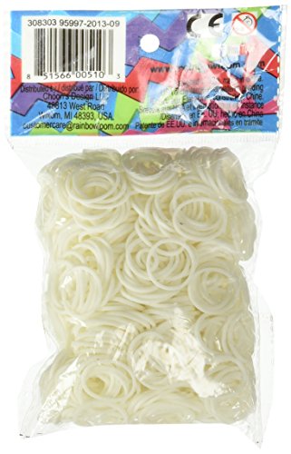 Rainbow Loom Official White Rubber Bands Refill 600 Count + 24 C-Clips