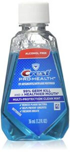 crest pro-health mouthwash, alcohol free, multi-protection clean mint 1.2 oz (pack of 2)