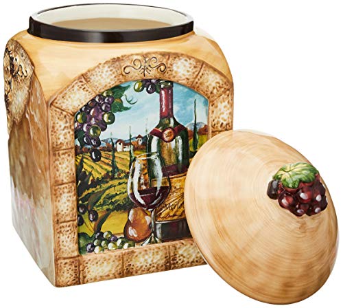 Certified International Tuscan View 3-Piece Canister Set, 60-Ounce, 76-Ounce and 108-Ounce, Multicolored