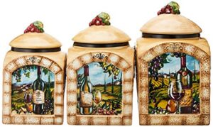 Certified International Tuscan View 3-Piece Canister Set, 60-Ounce, 76-Ounce and 108-Ounce, Multicolored