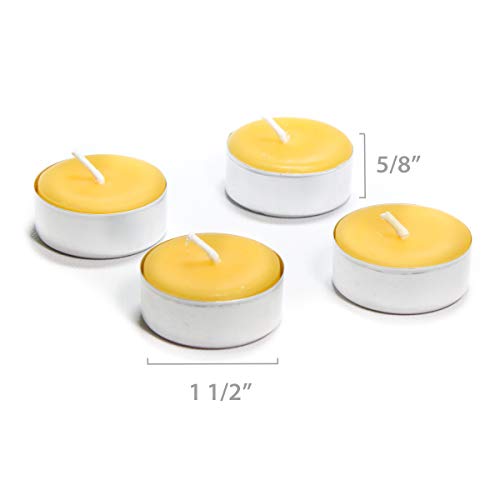 Bluecorn 100% Pure Beeswax Tea Lights in Metal Cups - Bulk Candles (48-Pack) - Tealight Candles - Beeswax Candles - Handmade in Colorado Since 1991