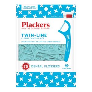 plackers whitening twin line floss picks - 75 ct - 3 pk