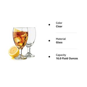 Libbey 16 Ounce Occasions Classic Goblet Glass, Clear, 4-Piece