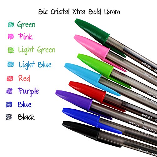 Bic Cristal Xtra Bold Stick Ballpoint Pens, 1.6mm, Bold Point, Assorted Colors, Pack of 24