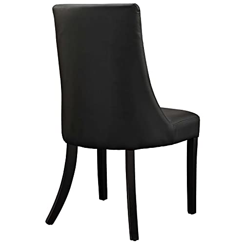 Modway Noblesse Modern Tufted Vegan Leather Upholstered Kitchen Room Black, Two Dining Chairs