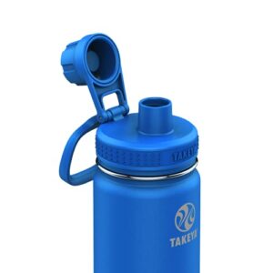 Takeya Actives Insulated Stainless Steel Water Bottle with Spout Lid, 18 oz, Cobalt