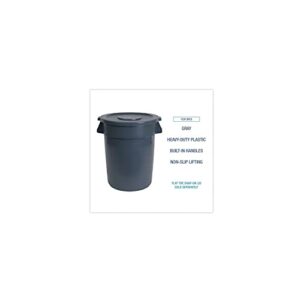 Unisan Boardwalk 44GLWRGRA Round Waste Receptacle, Plastic, 44 Gal, Gray