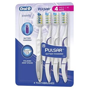 oral-b pulsar vibrating bristles toothbrush, medium, 4 pack (colors may vary)