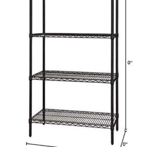 Quantum Storage Systems WR54-2460BK Starter Kit for 54" Height 4-Tier Wire Shelving Unit, Black Finish, 24" Width x 60" Length x 54" Height