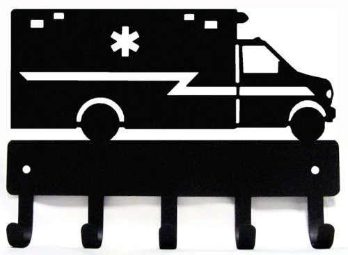 The Metal Peddler Ambulance EMT - Wall Key Rack with 5 Hooks - 9 inch Wide - Made in USA; Driver & Medic Gifts