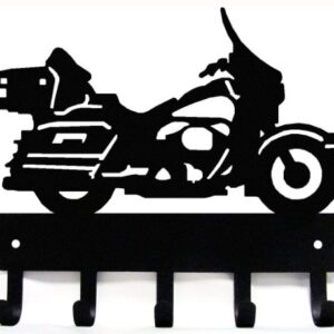 The Metal Peddler Touring Motorcycle Motorbike #3 - Key Rack Holder for Wall - 9 inch Wide - Made in USA