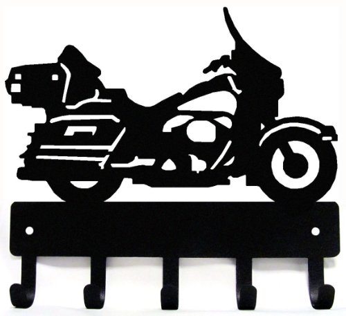 The Metal Peddler Touring Motorcycle Motorbike #3 - Key Rack Holder for Wall - 9 inch Wide - Made in USA