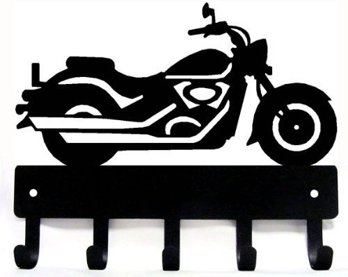 The Metal Peddler Cruiser Motorcycle Motorbike #12 Key Rack Holder for Wall - 9 inch Wide - Made in USA; Rider Gifts