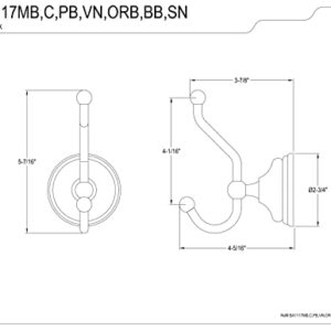 Kingston Brass BAK1117C Victorian Robe Hook, 4-5/8 inch Length, Polished Chrome