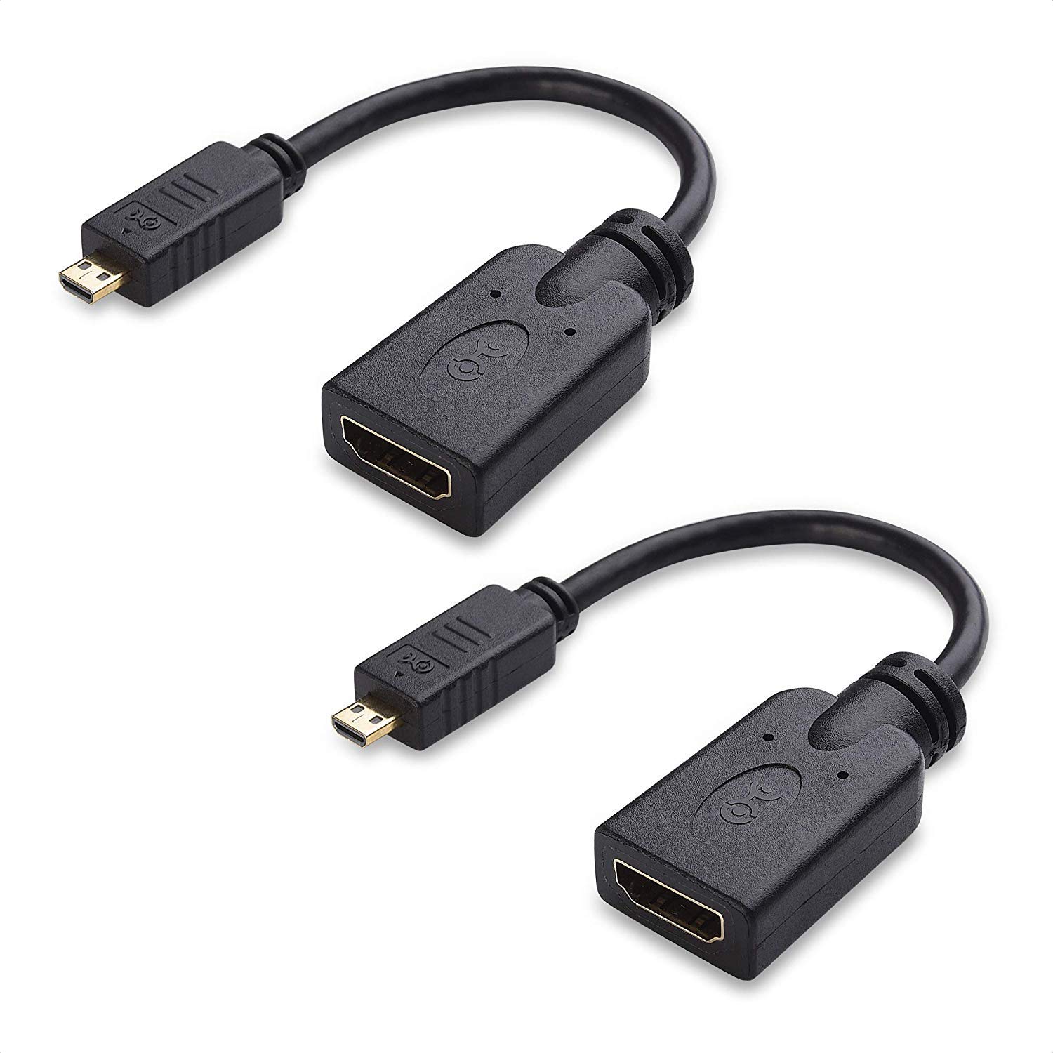 Cable Matters 2-Pack Micro HDMI to HDMI Adapter (HDMI to Micro HDMI Adapter) 6 Inches with 4K and HDR Support for Raspberry Pi 4 and More