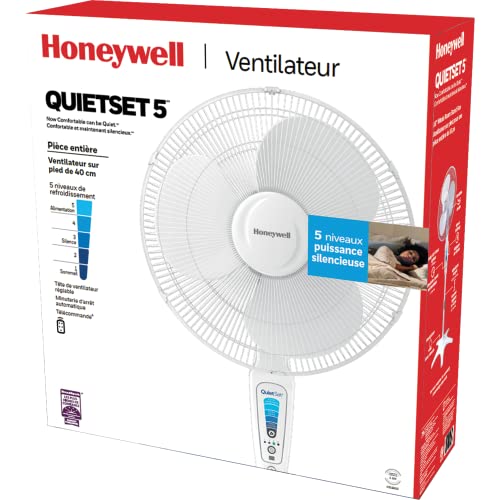 16" QuietSet Stand Fan - with 5 Speeds + Remote, White