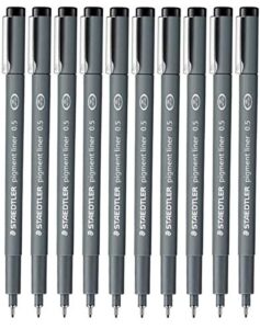 staedtler staedtler 0.5 mm pigment liner fineliner sketching drawing drafting pens pack of 10