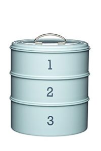 kitchen craft living nostalgia 3-tier metal cake storage tin, 22 x 27 cm (8.5 x 10.5 inches) - vintage blue