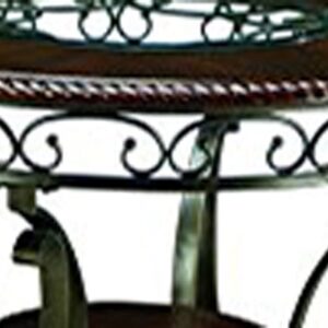 Signature Design by Ashley Glambrey Old World 45" Round Glass Top Dining Table, Brown