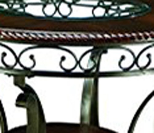 Signature Design by Ashley Glambrey Old World 45" Round Glass Top Dining Table, Brown