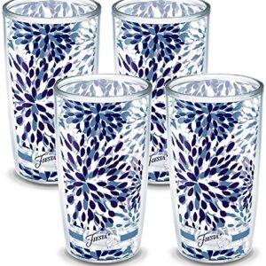 Tervis Plastic Made in USA Double Walled Fiesta Insulated Tumbler Cup Keeps Drinks Cold & Hot, 16oz - 4pk, Lapis Calypso