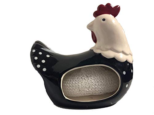 Ceramic Chicken Sponge/Scrubbie Holder (Black)