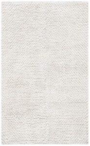 safavieh saint tropez shag collection 5' x 8' snow white sts641w handmade solid 1-inch thick area rug