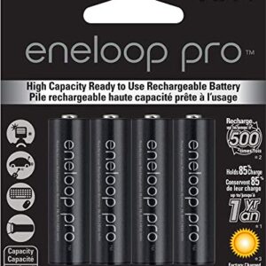 Panasonic BK-3HCCA4BA eneloop pro AA High-Capacity Ni-MH Pre-Charged Rechargeable Batteries, 4-Battery Pack