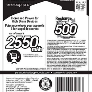 Panasonic BK-3HCCA4BA eneloop pro AA High-Capacity Ni-MH Pre-Charged Rechargeable Batteries, 4-Battery Pack