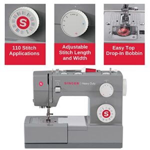 SINGER Heavy Duty Sewing Machine With Included Accessory Kit, 110 Stitch Applications 4432, Perfect For Beginners, Gray