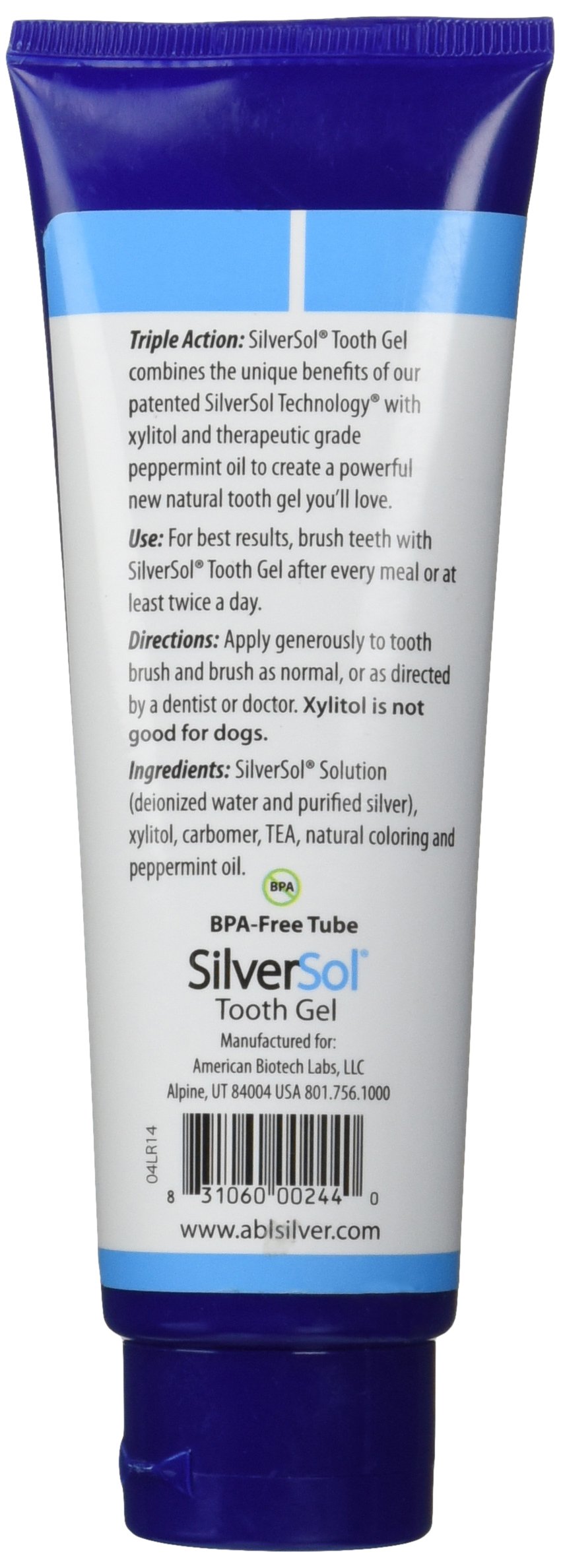 Silver Biotics - Tooth Gel - SilverSol Nano-Silver Infused Gel for All Natural Gum & Teeth Protection (Glacial Mint) 4oz.