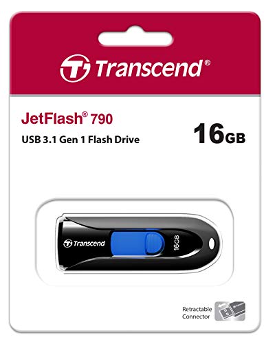 Transcend 16GB JetFlash 790 USB 3.1 Flash Drive (TS16GJF790K) Black