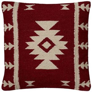 rizzy home t05810 decorative pillow, 18 x 18 in, red/brown/neutral