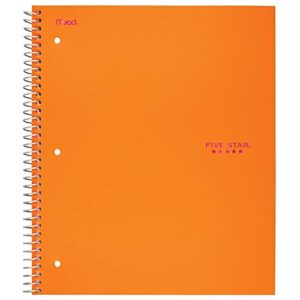 five star spiral notebook, 1 subject, wide ruled paper, 100 sheets, 10-1/2" x 8", orange (38734)