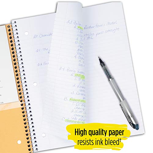 Five Star Spiral Notebook, 1 Subject, Wide Ruled Paper, 100 Sheets, 10-1/2" x 8", Orange (38734)