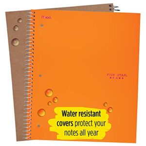 Five Star Spiral Notebook, 1 Subject, Wide Ruled Paper, 100 Sheets, 10-1/2" x 8", Orange (38734)