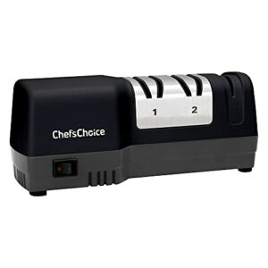 chef’schoice 250 hybrid knife sharpeners uses diamond abrasives and combines electric and manual sharpening for 20-degree straight and serrated knives, 3-stage, black