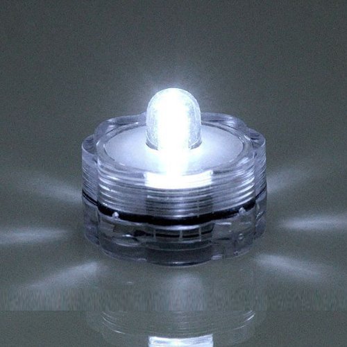 Bluedot Trading 24 White Super Bright LED Submersible Waterproof Tea Light Ambiance Candles for Weddings, Parties, Floral Arrangements, Centerpieces, and More