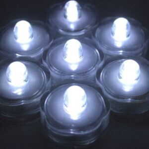 Bluedot Trading 24 White Super Bright LED Submersible Waterproof Tea Light Ambiance Candles for Weddings, Parties, Floral Arrangements, Centerpieces, and More