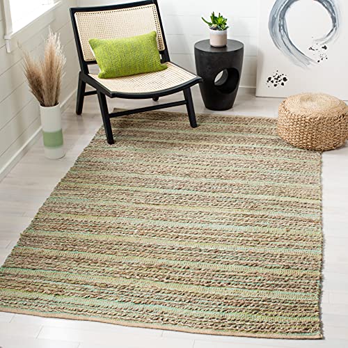 SAFAVIEH Cape Cod Collection Accent Rug - 3' x 5', Green, Handmade Flat Weave Jute, Ideal for High Traffic Areas in Entryway, Living Room, Bedroom (CAP851C)