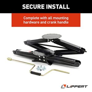 Lippert Manual 30" RV Scissor Jack Kit for 5th Wheels, Travel Trailers, Set of Two, 5,000 lb. Load Capacity, Anti Rust Coating, Universal Bolt-On Installation, Bow-Tie Base, Crank Handle - 285344