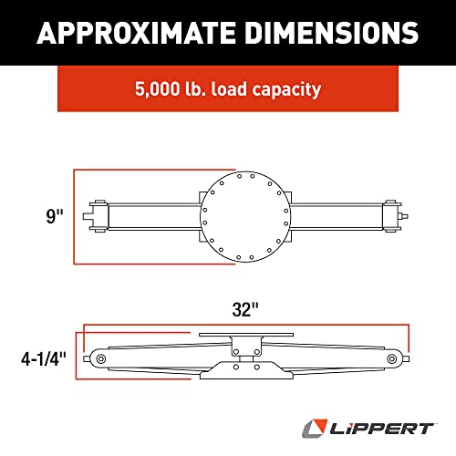 Lippert Manual 30" RV Scissor Jack Kit for 5th Wheels, Travel Trailers, Set of Two, 5,000 lb. Load Capacity, Anti Rust Coating, Universal Bolt-On Installation, Bow-Tie Base, Crank Handle - 285344