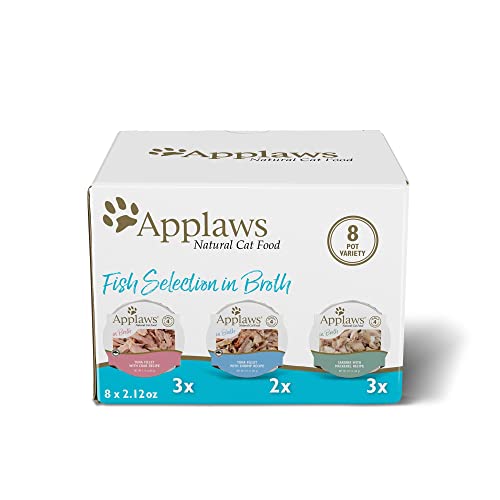 Applaws Natural Wet Cat Food, 8 Pack, Limited Ingredient Food for Cats, Wet Cat Food in Broth Variety Pack, 2.12oz Easy to Peel Pots