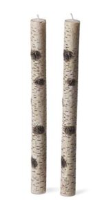 set of 2 - birch bark taper candles