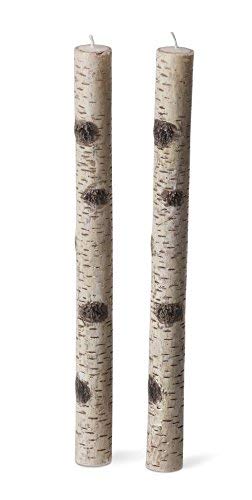 Set of 2 - Birch Bark Taper Candles